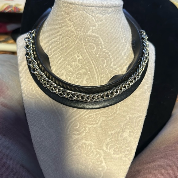 Jewelry | Full Leather And Silver Chainlink Choker | Poshmark
